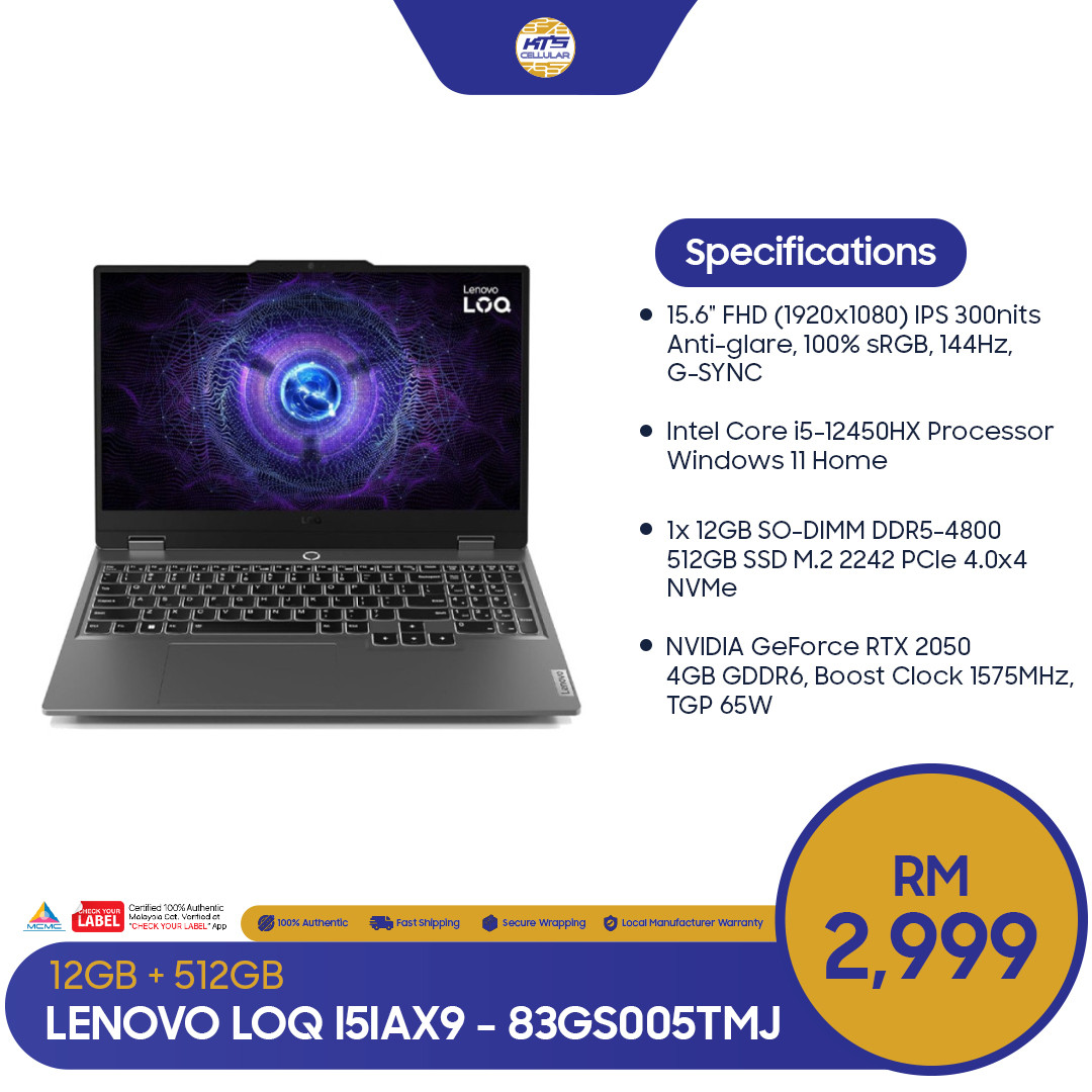 Lenovo LOQ 15IAX9 15.6" I5 RTX2050 Price In Malaysia - KTS