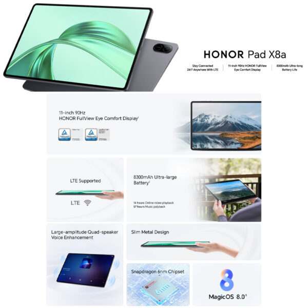Honor Pad X8a (4GB+128GB) LTE Tablet - Original 1 Year Warranty By ...